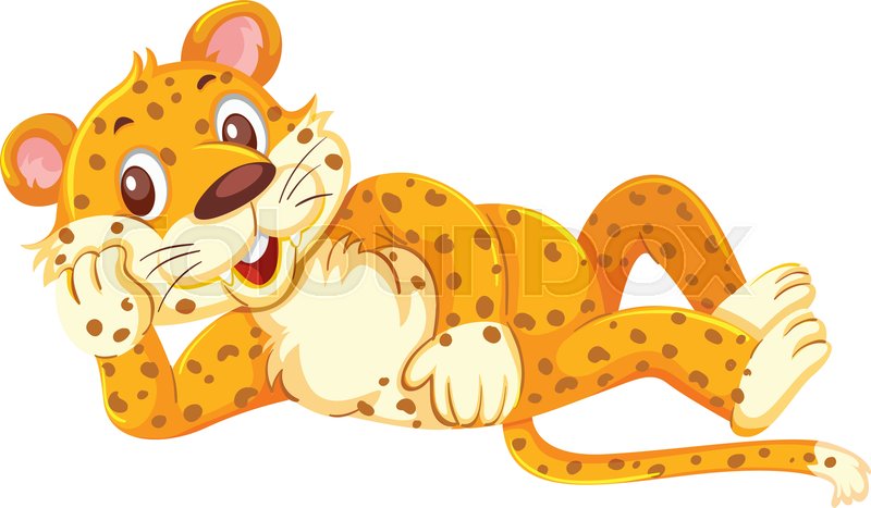 A leopard lying on white background ... | Stock vector | Colourbox