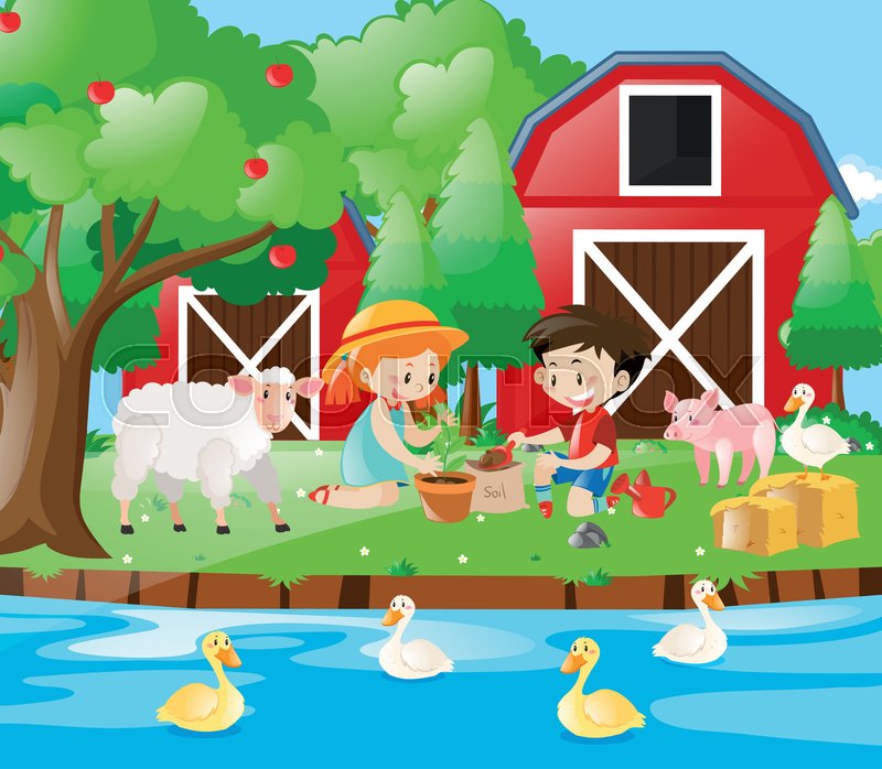 Farm Scene Clipart