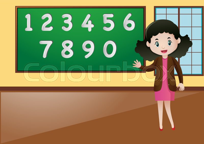 Cartoon Girl Math Teacher