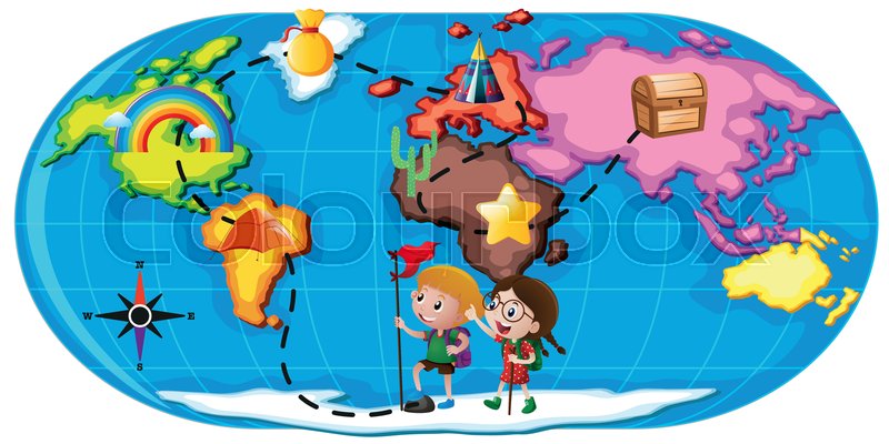 Kids exploring the world illustration | Stock vector | Colourbox