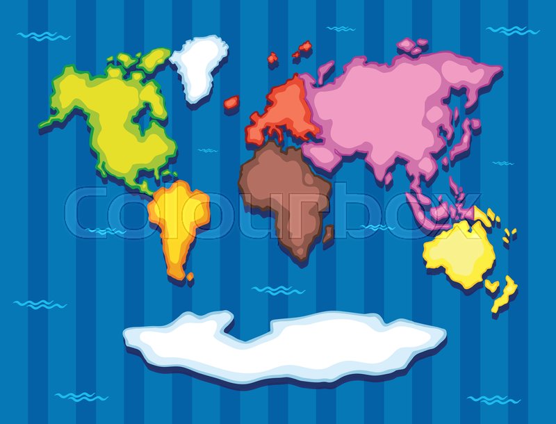 World map with seven continents ... | Stock vector | Colourbox