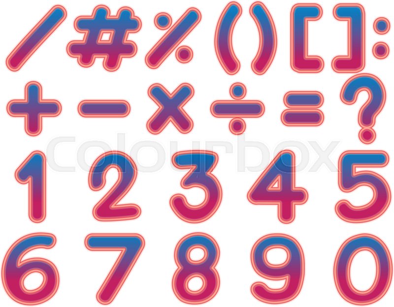 Font design for numbers and signs in ... | Stock vector | Colourbox