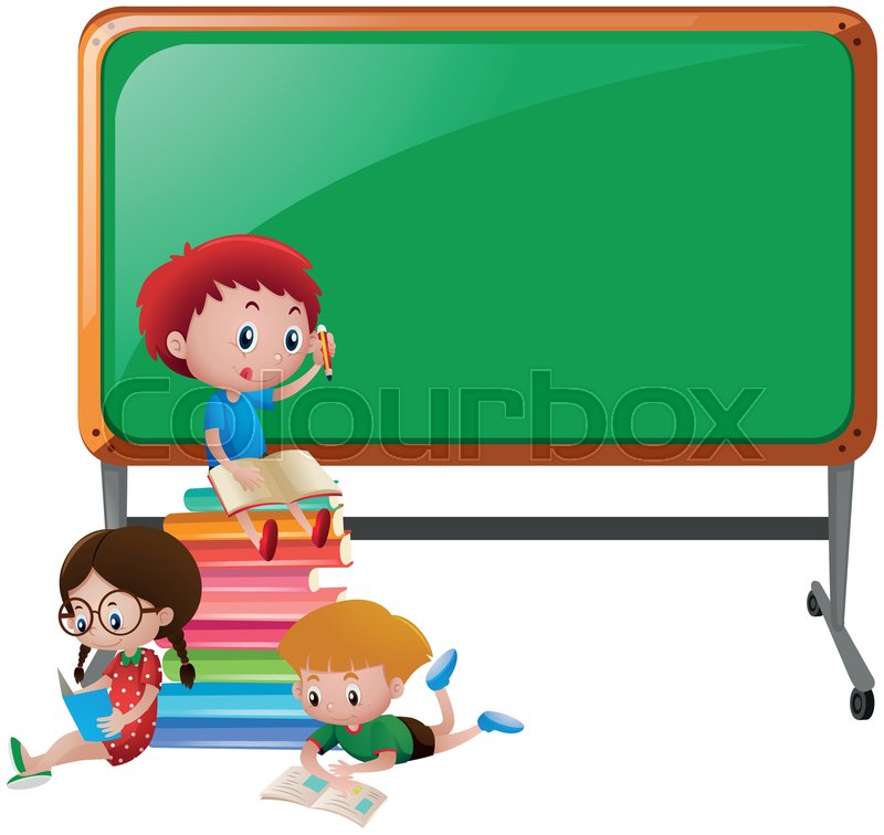 Children Reading And Writing Clip Art