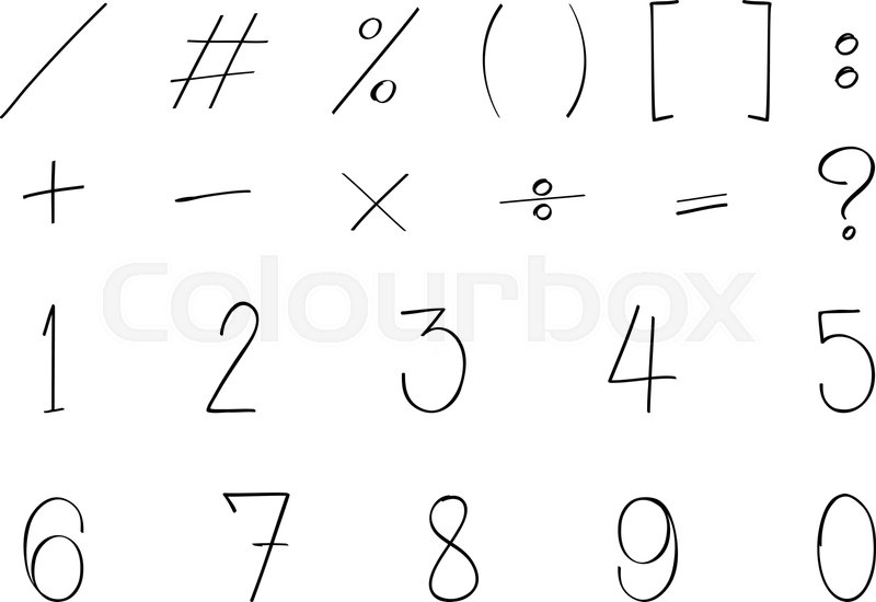 Numbers and math signs in black ... | Stock vector | Colourbox