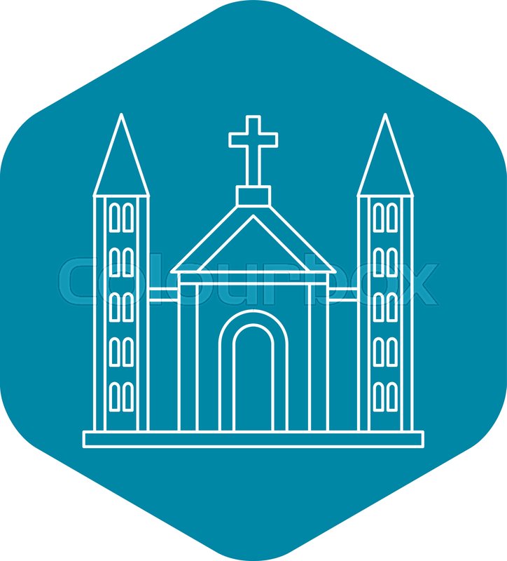 Catholic church building icon in ... | Stock vector | Colourbox