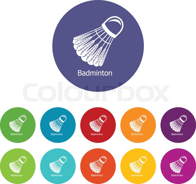 Badminton icons color set vector for ... | Stock vector | Colourbox
