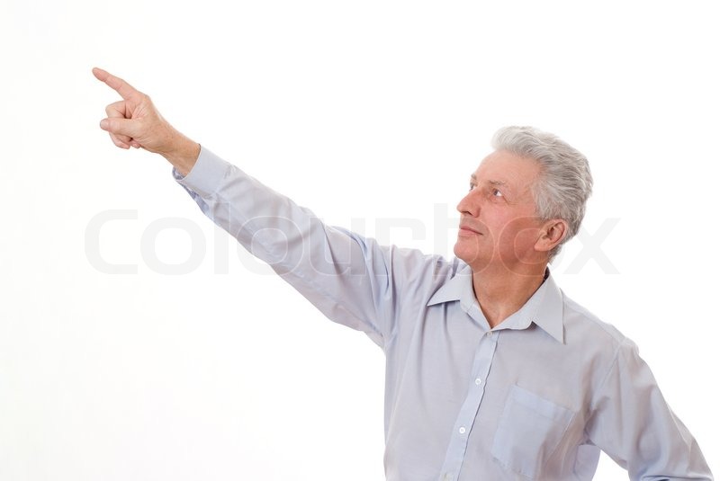 Business man holding hand out at ... | Stock image | Colourbox