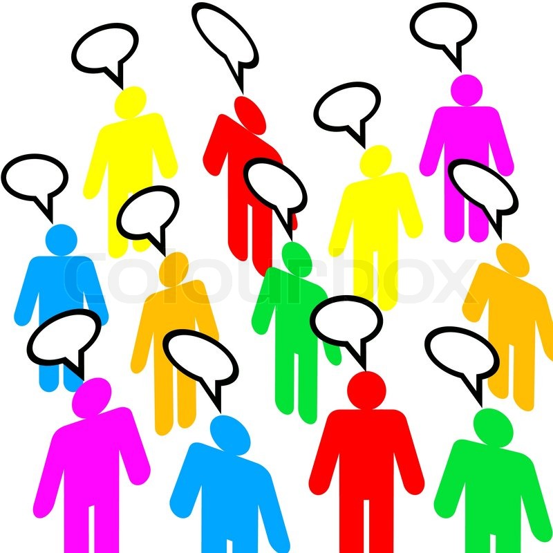 En gruppe af forskellige mennesker taler | stock vektor | Colourbox
