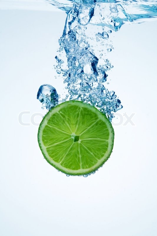 Lime dropped in a water | Stock image | Colourbox