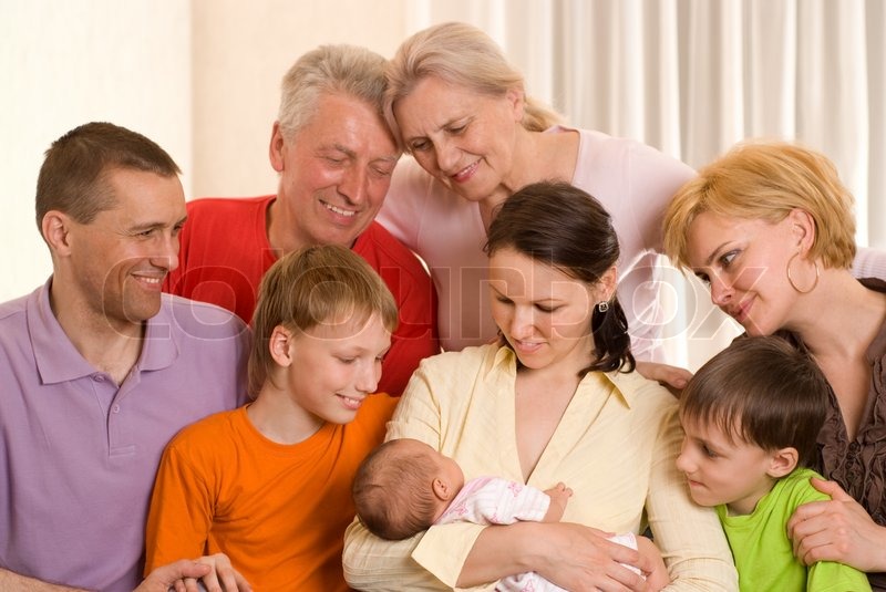 Family of eight people | Stock image | Colourbox