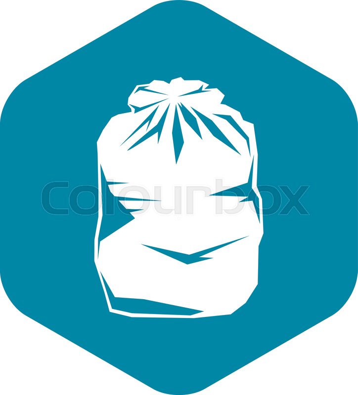Black trash bag icon in simple style ... | Stock vector | Colourbox