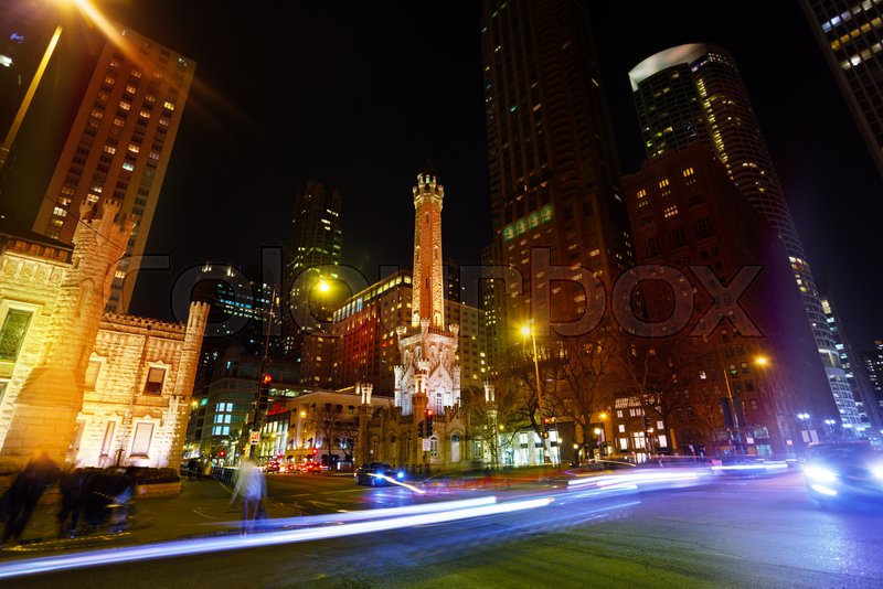 Beautiful view of illuminated Chicago ... | Stock image | Colourbox