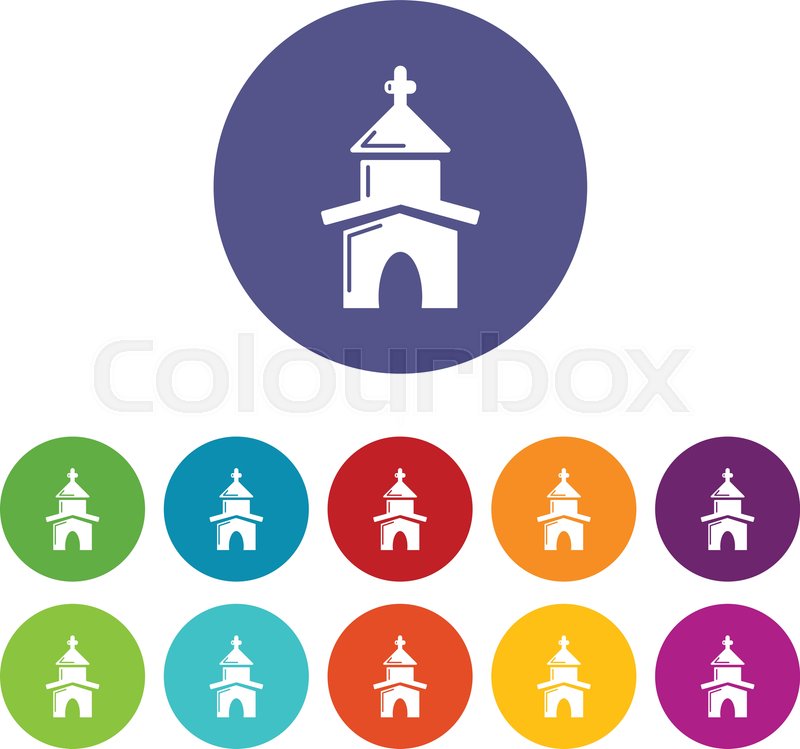 Church icons color set vector for any ... | Stock vector | Colourbox