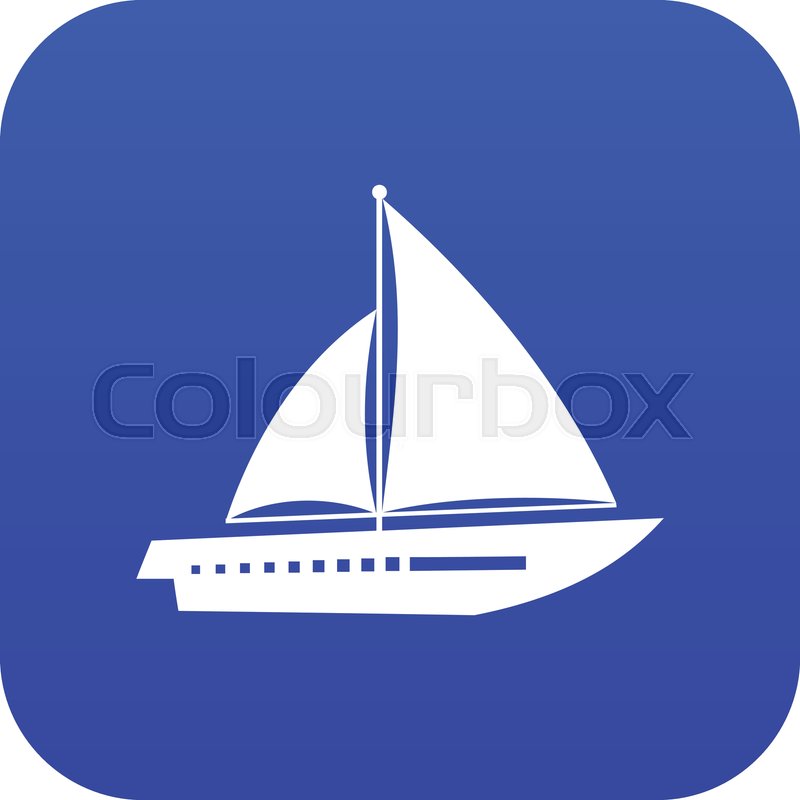 Sailing yacht icon digital blue for ... | Stock vector | Colourbox