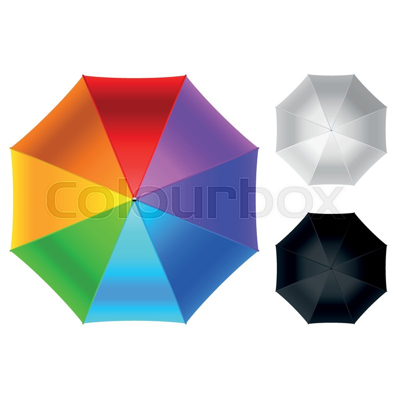 Colorful umbrella top view isolated on ... | Stock vector | Colourbox