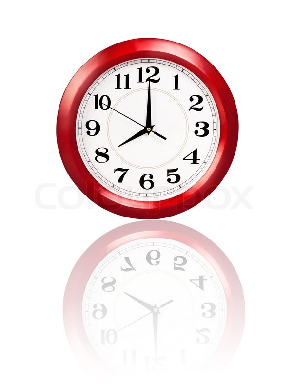 Red wall clock | Stock image | Colourbox
