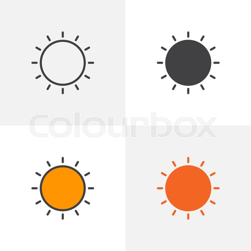 Sun shining icon. Line, glyph and ... | Stock vector | Colourbox