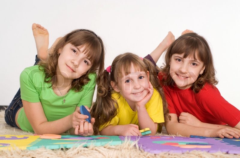 Three girls playing | Stock image | Colourbox