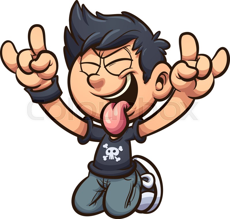 Cartoon kid rocking out on his knees ... | Stock vector | Colourbox