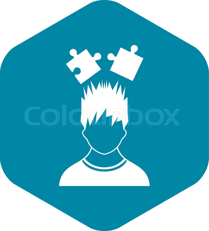Man with puzzles over head icon in ... | Stock vector | Colourbox