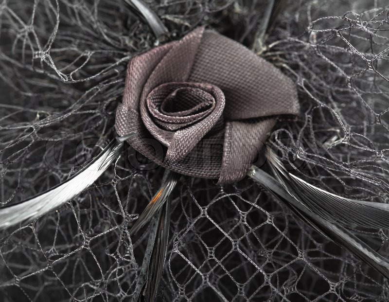 Black flower rose from textile on lace | Stock image | Colourbox