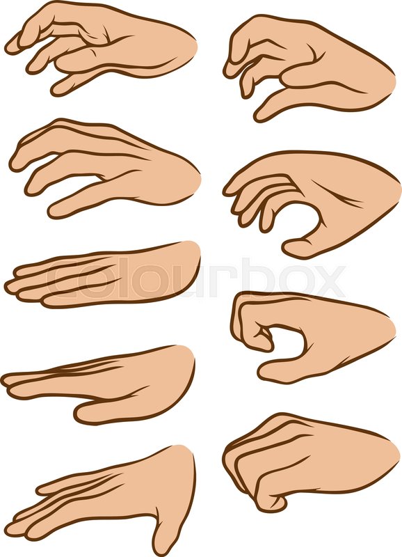 Cartoon graphic white human hands. ... | Stock vector | Colourbox