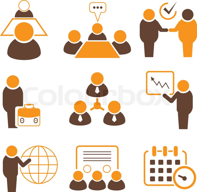 Business meeting, management icons | Stock vector | Colourbox