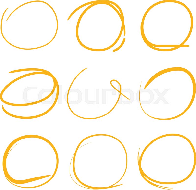 Yellow hand drawn circle markers, ... | Stock vector | Colourbox