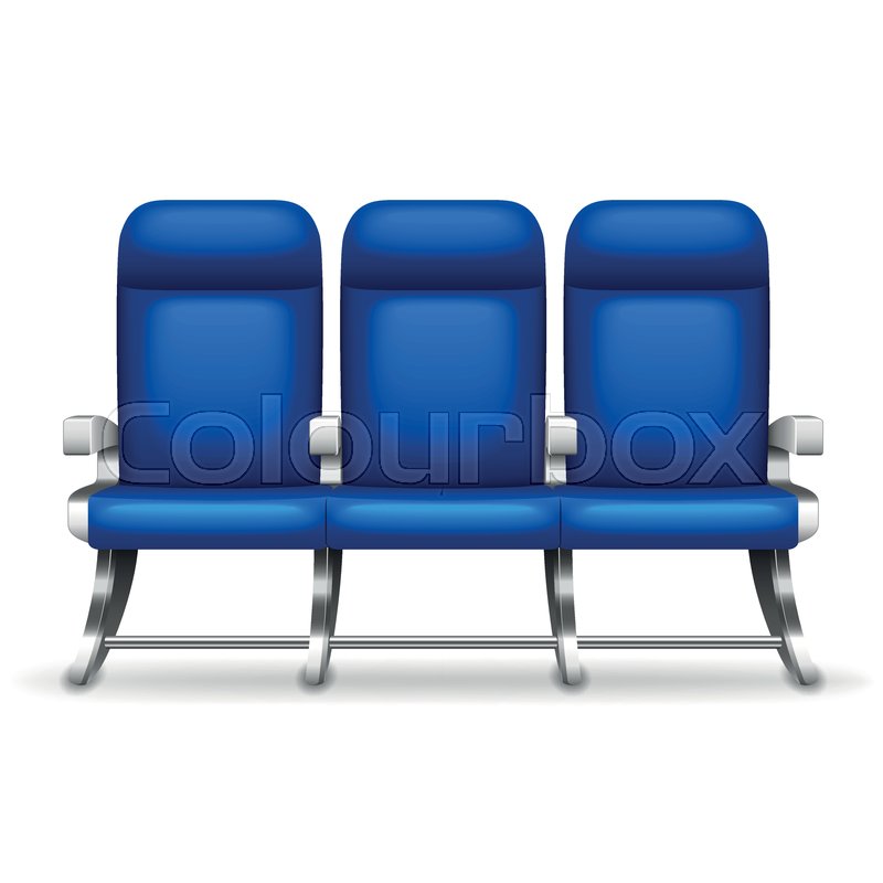 Three airplane seats isolated on white ... | Stock vector | Colourbox