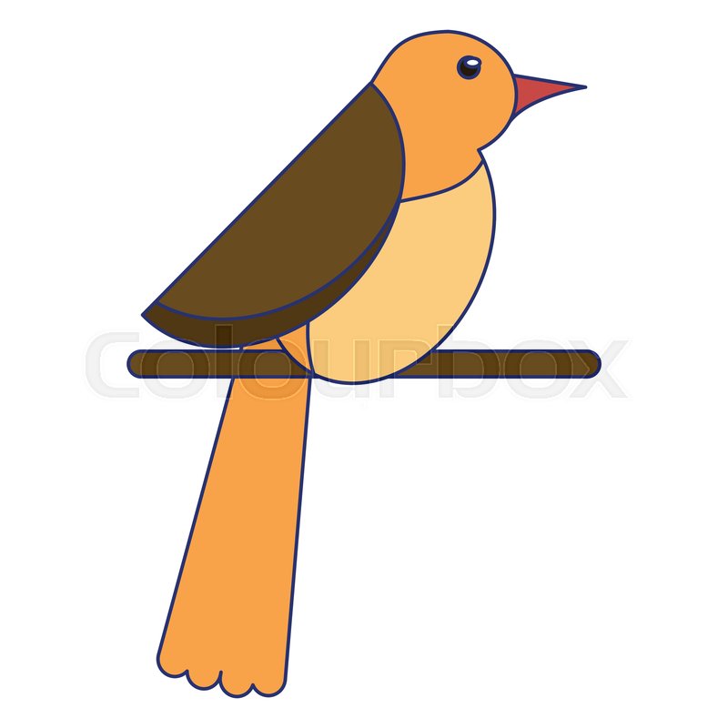 Bird on wooden stick cartoon vector ... | Stock vector | Colourbox