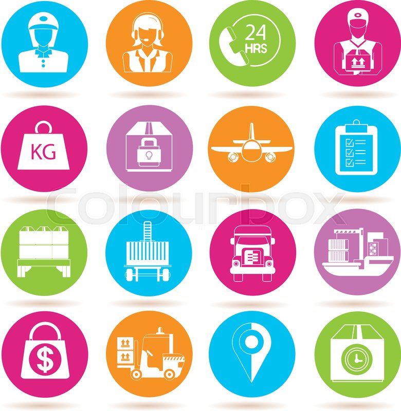 Shipping and logistics icons in circle ... | Stock vector | Colourbox