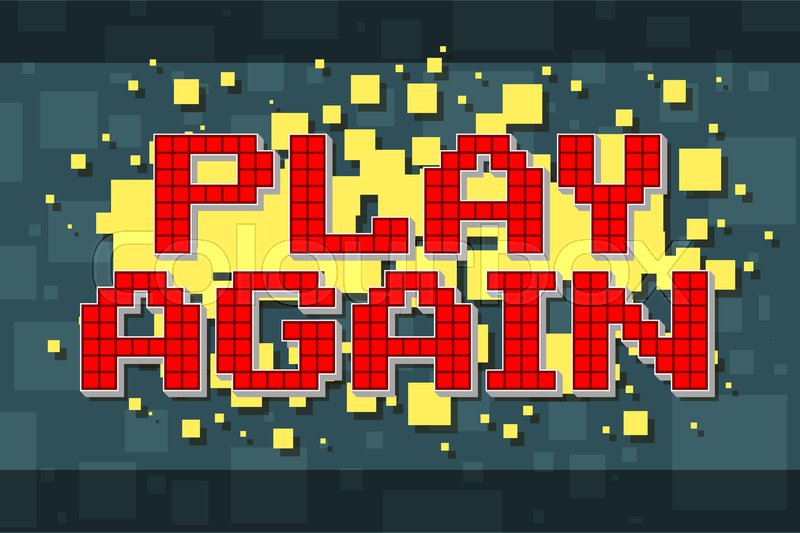 Red pixel retro play again navigation ... | Stock vector | Colourbox