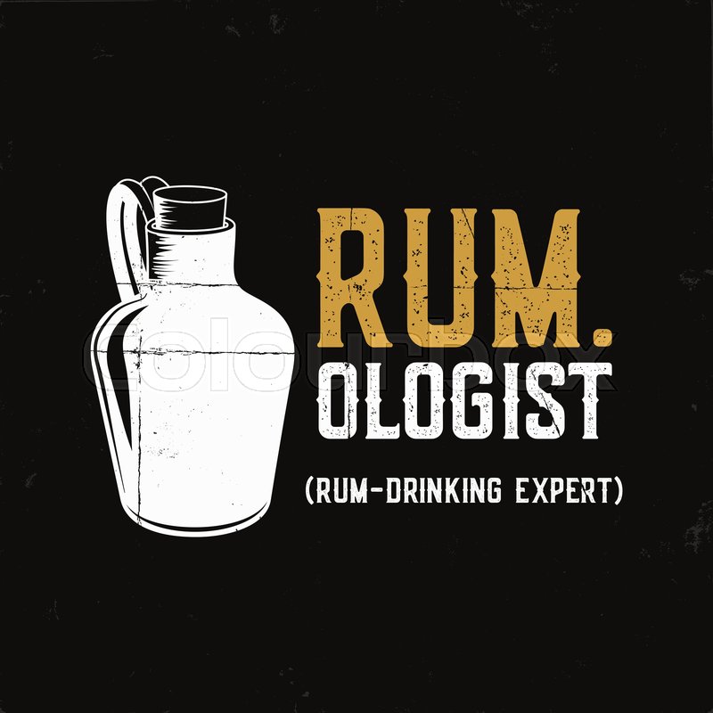 Hand drawn fun rum poster with bottle ... | Stock vector | Colourbox