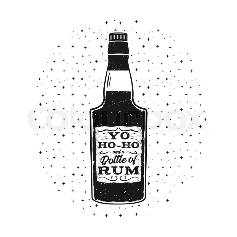 Hand drawn fun rum poster with bottle ... | Stock vector | Colourbox