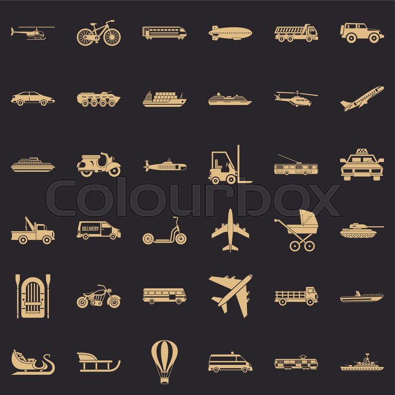 Driving icons set. Simple style of 36 ... | Stock vector | Colourbox