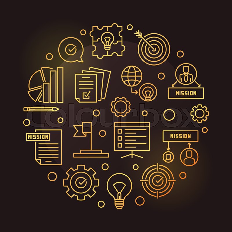 Vector Mission Statement round golden ... | Stock vector | Colourbox