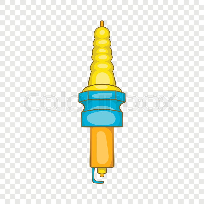 Spark plug icon in cartoon style on a ... | Stock vector | Colourbox