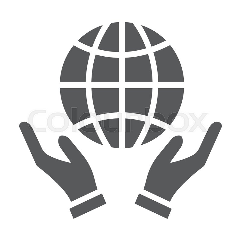 Earth in hands glyph icon, ecology and ... | Stock vector | Colourbox