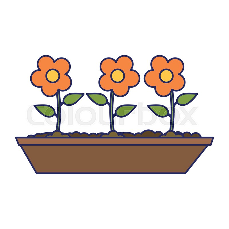 Cartoon Flowers In A Pot