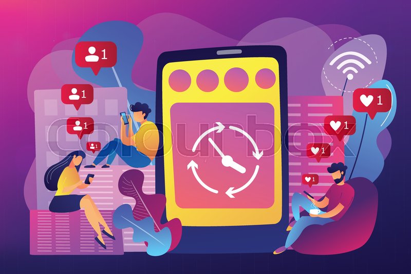 Business people scrolling through ... | Stock vector | Colourbox