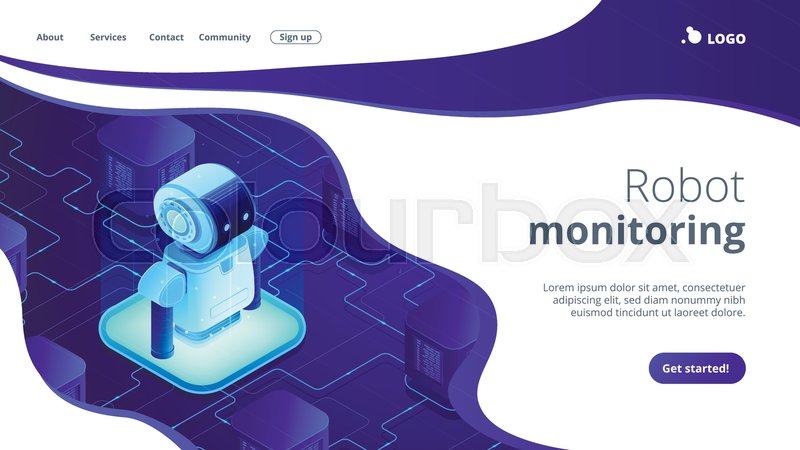 Modern robot connected to network. ... | Stock vector | Colourbox