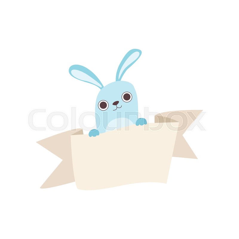 Little Rabbit Holding Empty Banner, ... | Stock vector | Colourbox