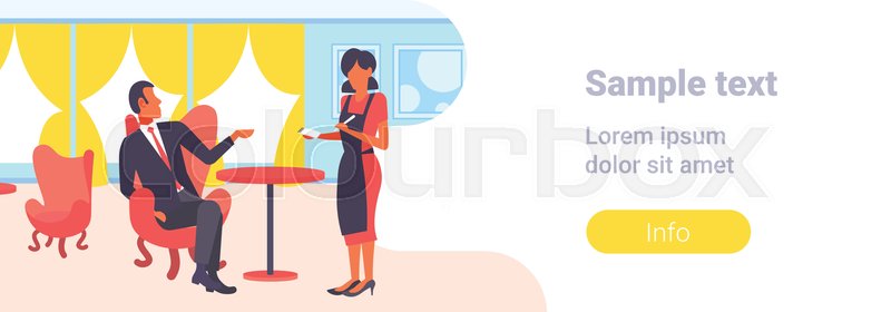 Young waitress taking order from ... | Stock vector | Colourbox