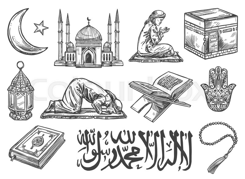 Islam religion and culture line art ... | Stock vector | Colourbox