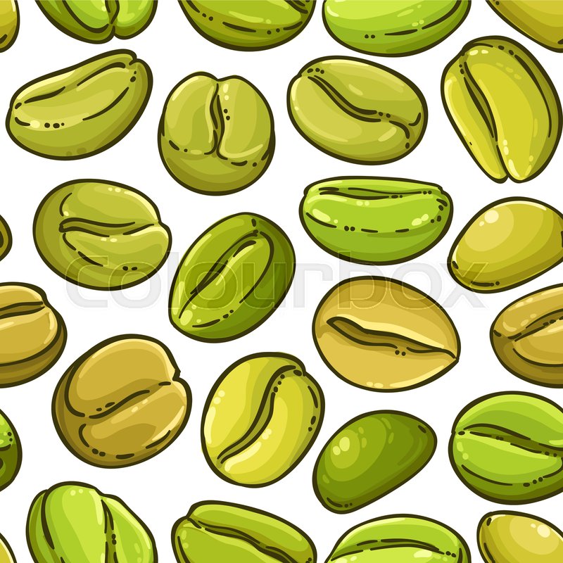 Green coffee vector pattern on whte ... | Stock vector | Colourbox
