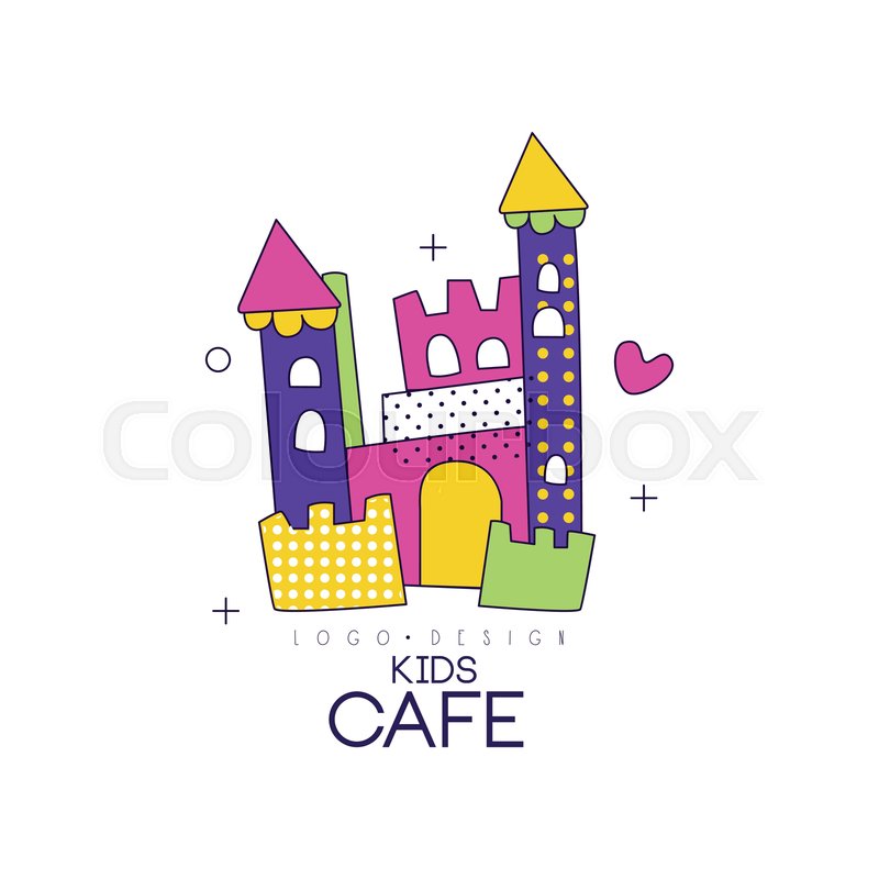 Kids cafe logo design, badge with ... | Stock vector | Colourbox