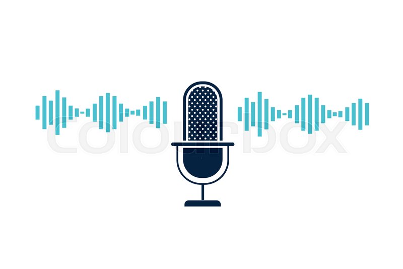 Microphone with sound wave isolated ... | Stock vector | Colourbox
