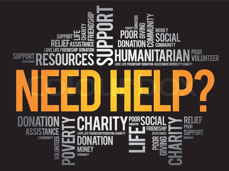 Need help? word cloud collage, concept ... | Stock vector | Colourbox