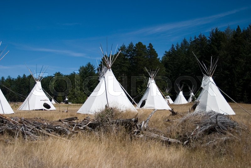 A small Native American village located ... | Stock image | Colourbox