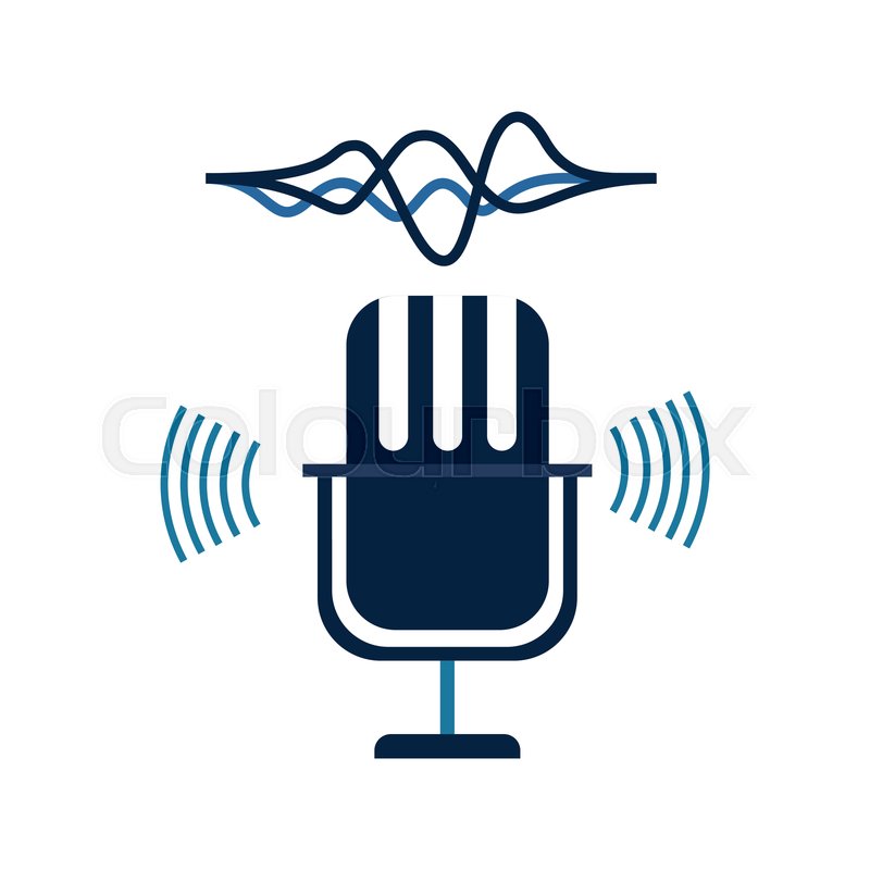 Microphone with sound wave isolated ... | Stock vector | Colourbox
